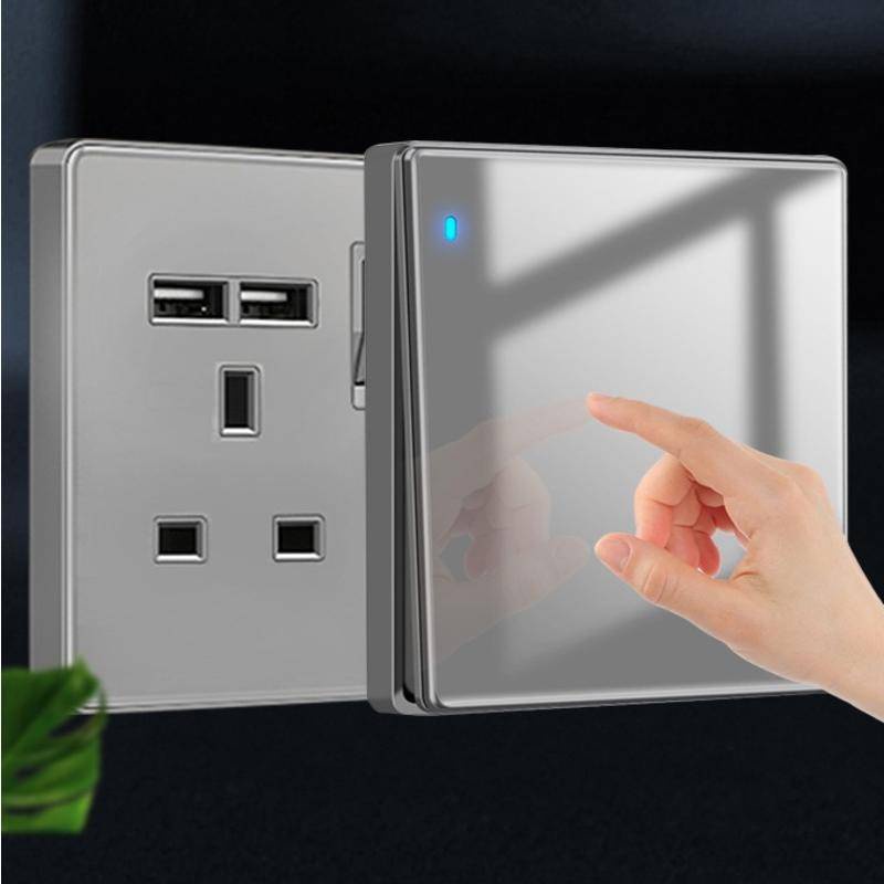 13a British Electric Socket led Light Switch Panel usb With type-c ...
