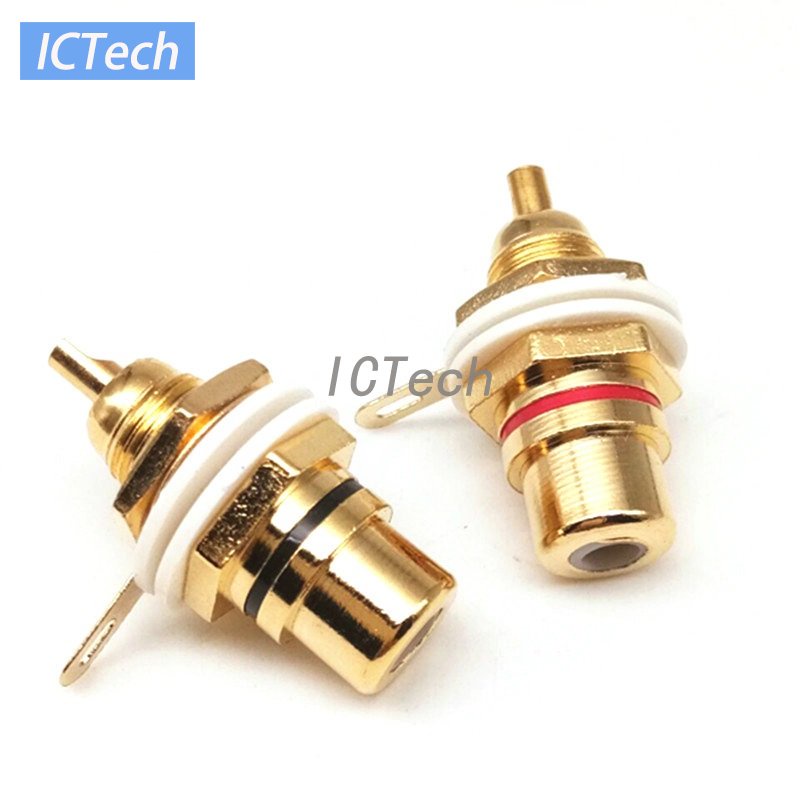 RCA Female Socket Connector Chassis Panel Mount Adapter Audio Terminal ...