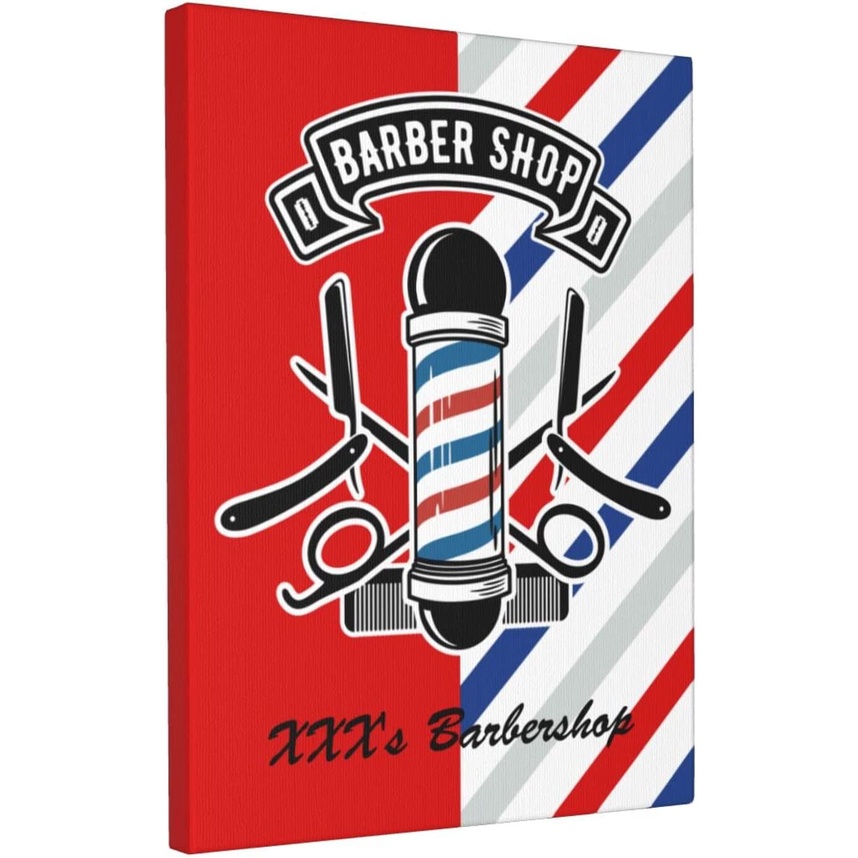 Custom Barber Shop Canvas Wall Art Personalized Photo Logo Text ...