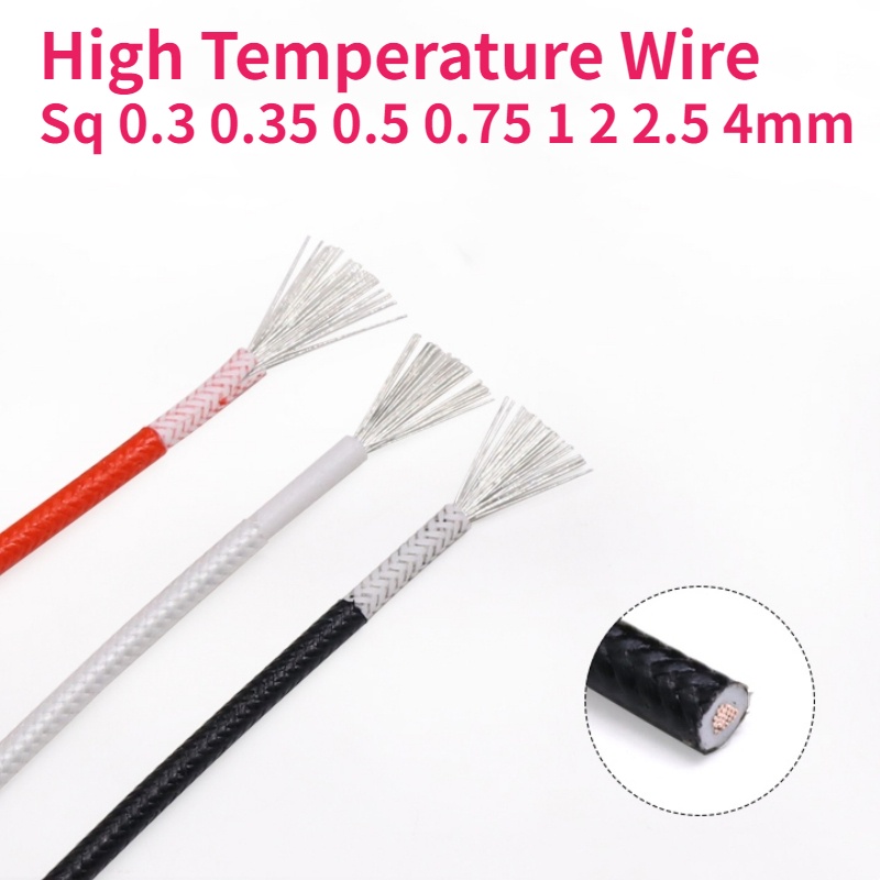 Sq 0.3 0.35 0.5 0.75 1 2 2.5 4mm Fiber Braided Silicone Rubber Wire ...