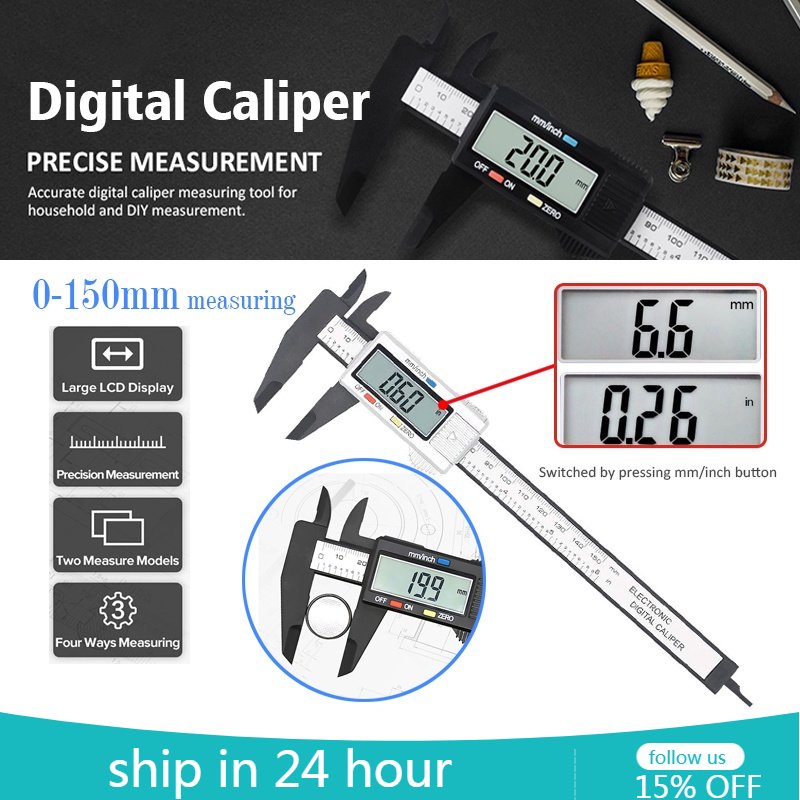 Digital Caliper Vernier Caliper LCD Display Electronic Vernier Caliper ...