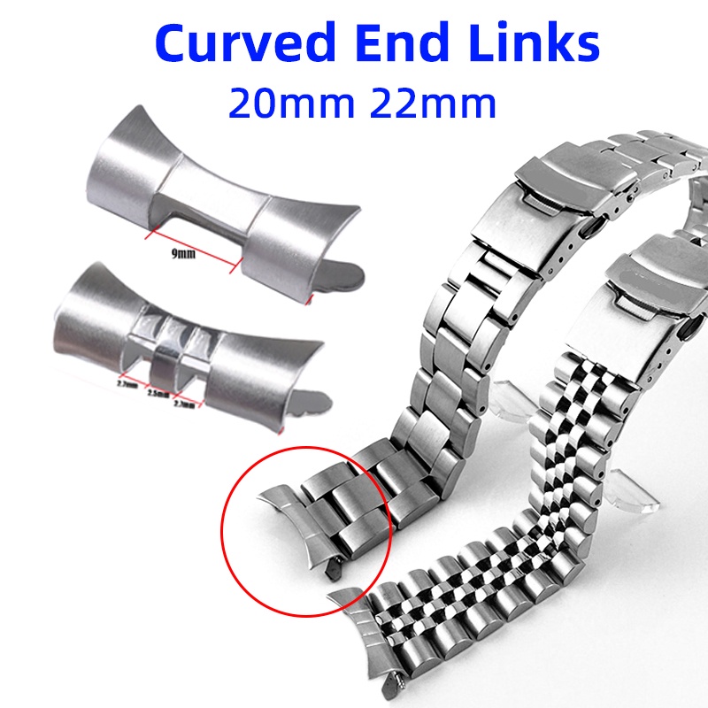 2pcs Curved End Link 20mm 22mm for Seiko SKX009 SKX007 Jubilee Oyster ...