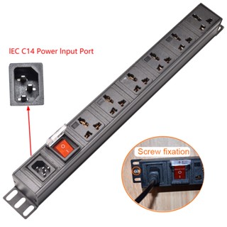 C14 power input PDU power distribution unit 2-12 bit universal hole expansion socket power strip ...