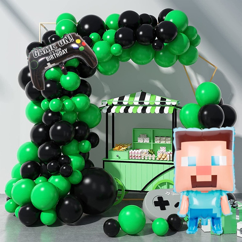 Minecraft Theme Balloon Garland Arch Kit Steven Game Handle Balloon ...
