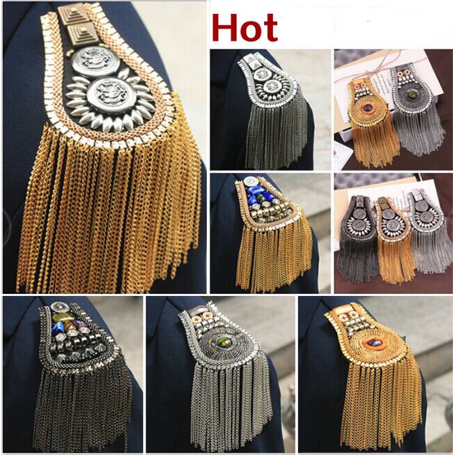 【NF】1pc Tassel Chain Shoulder Board Badges Epaulet Epaulette Military ...