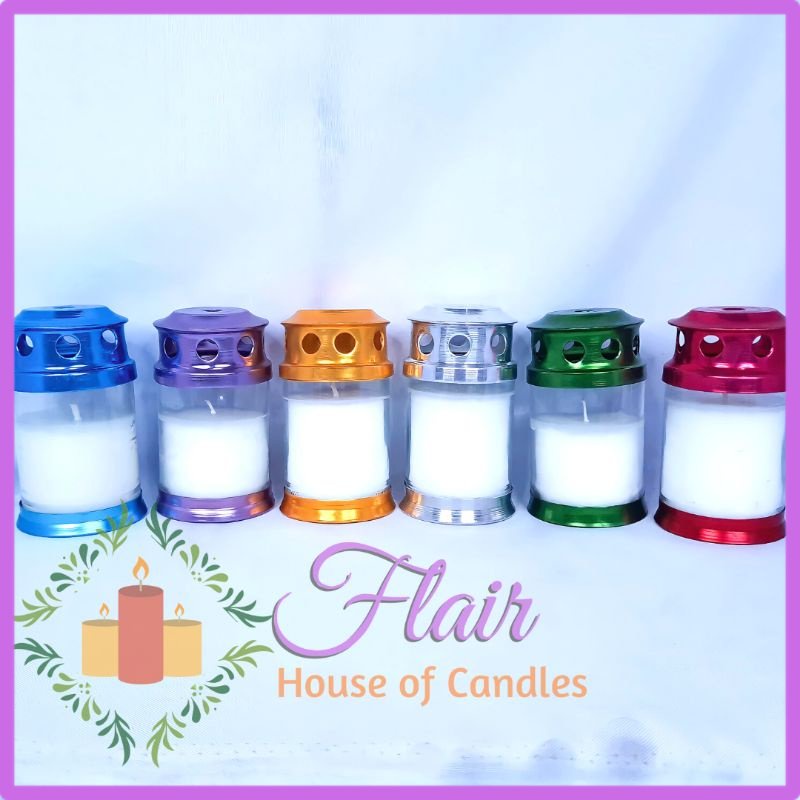 Flair GC35 Colored Glass Candle Windproof Candle with Cover Smokeless ...