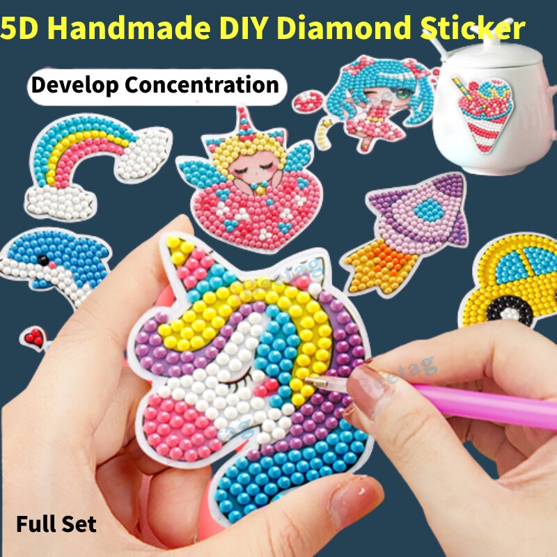 6 piece】DIY 5D Diamond manual Sticker Bead Painting Simple Art Craft ...
