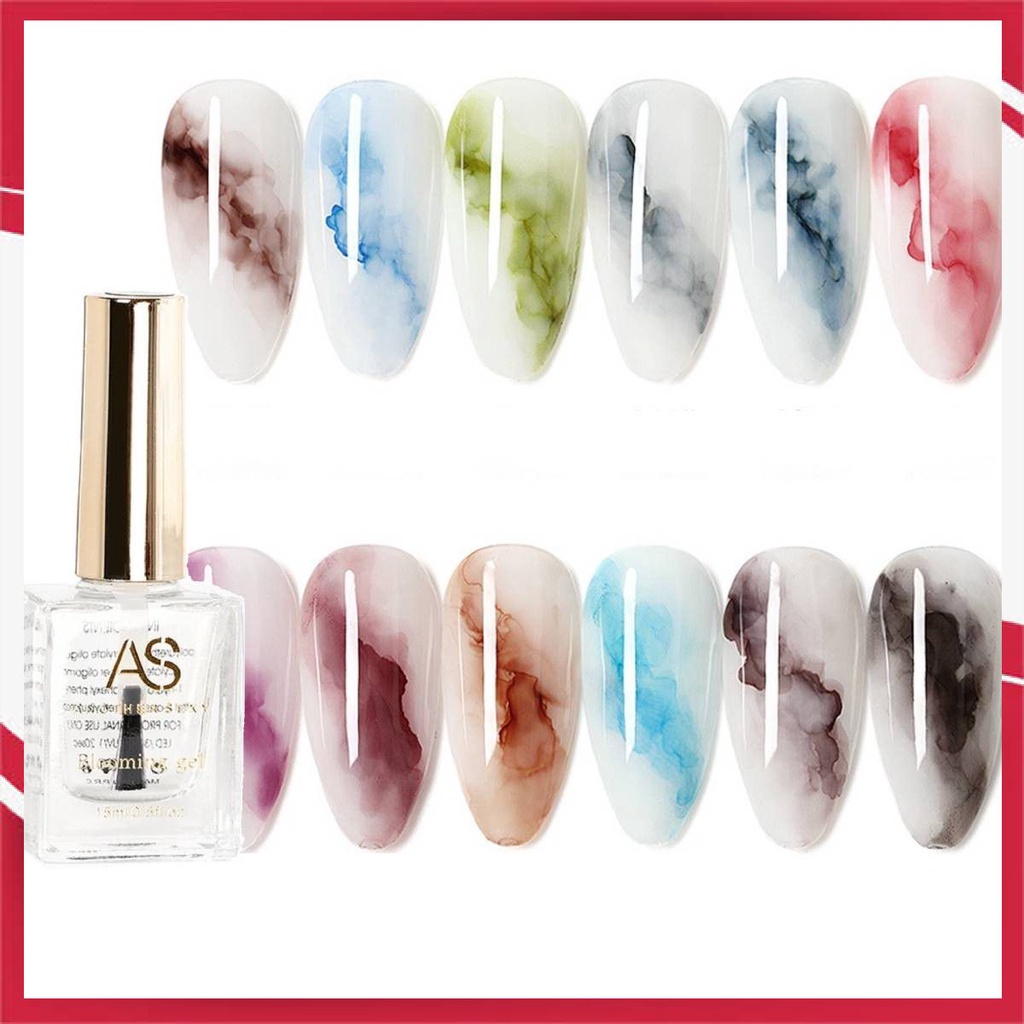 AS 12 Colors Blooming Gel Nail Polish Watercolor Ink Polish Nail ...