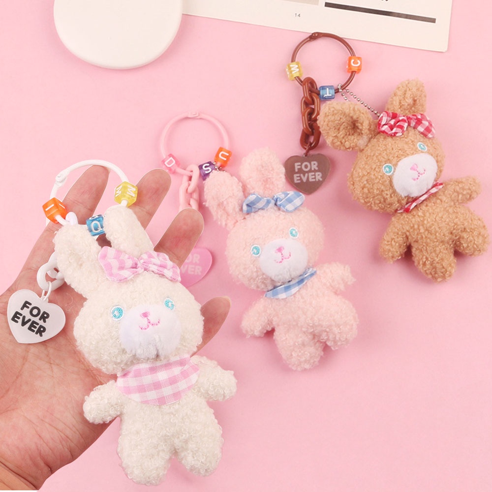Kawaii Plush Rabbit Keychain Plush Keychain Toys Soft Cotton Key Ring ...