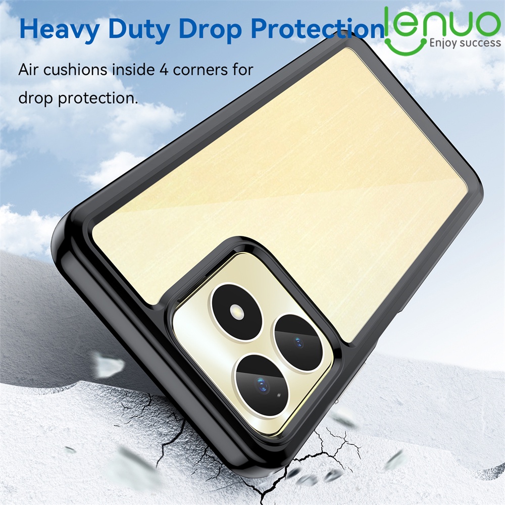 lenuo Clear Phone Case for Realme Note 50 C53 C51 Narzo N53 4G Casing PC+TPU Shockproof Frame ...