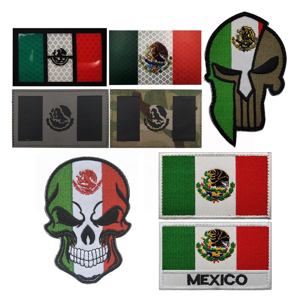 Mexico Flag Reflective IR Patch hook loop Mexico glow in the dark ...