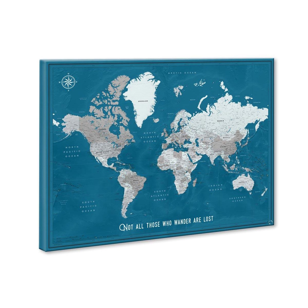 Push Pin Map Canvas with Quote Personalized Travel Map with Pins ...