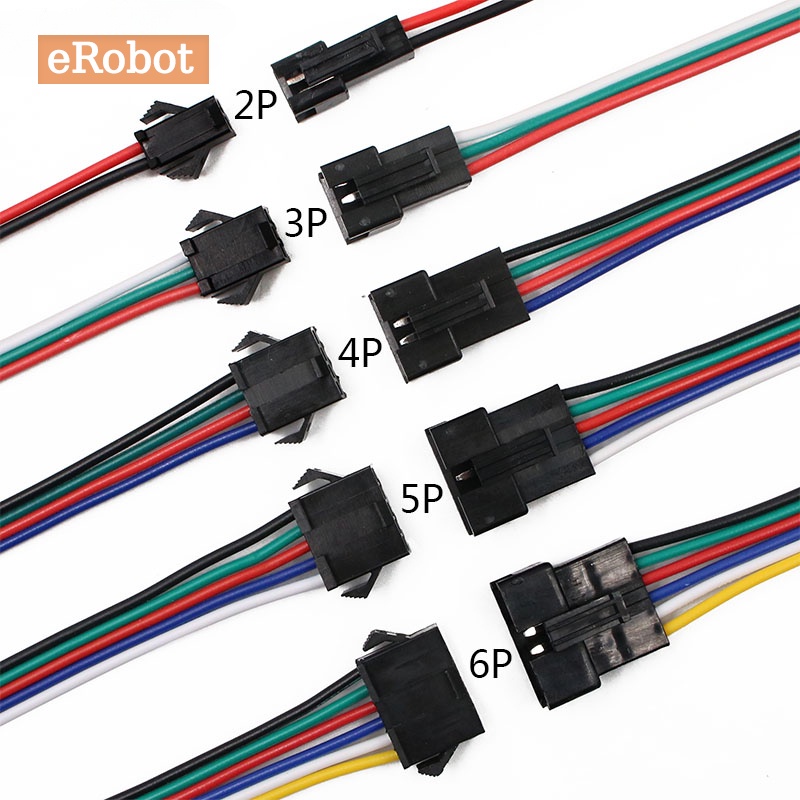 5Pairs JST SM2.54 2P 3P 4P 5P 6P Plug Socket Male To Female Wire Connector LED Strips Lamp ...