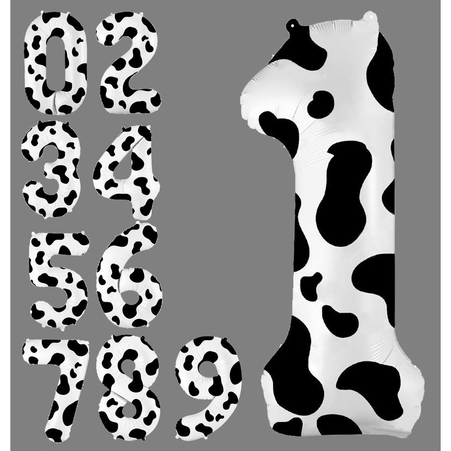 40inch Cow Number Balloon 0 1 2 3 4 5 6 7 8 9 Cow Farm Theme Number ...