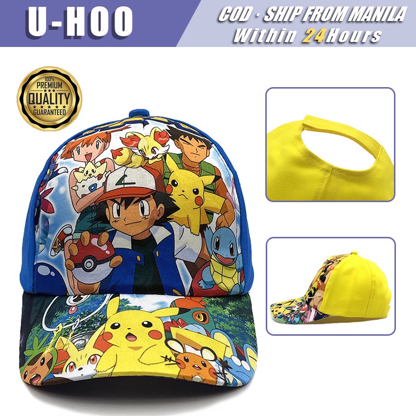 Adjustable Cartoon Pikachu Pokemon Cap For Kids 2-8 years old Head size ...
