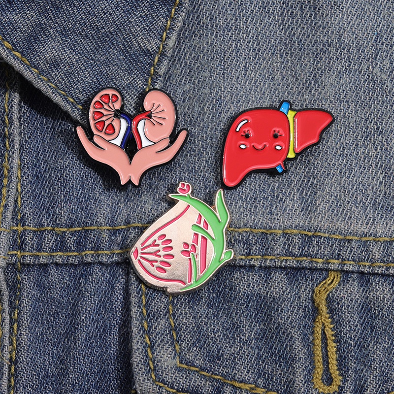 Medical Organ Enamel Pins Liver and Kidney Heart Breast Brooch Anatomy ...
