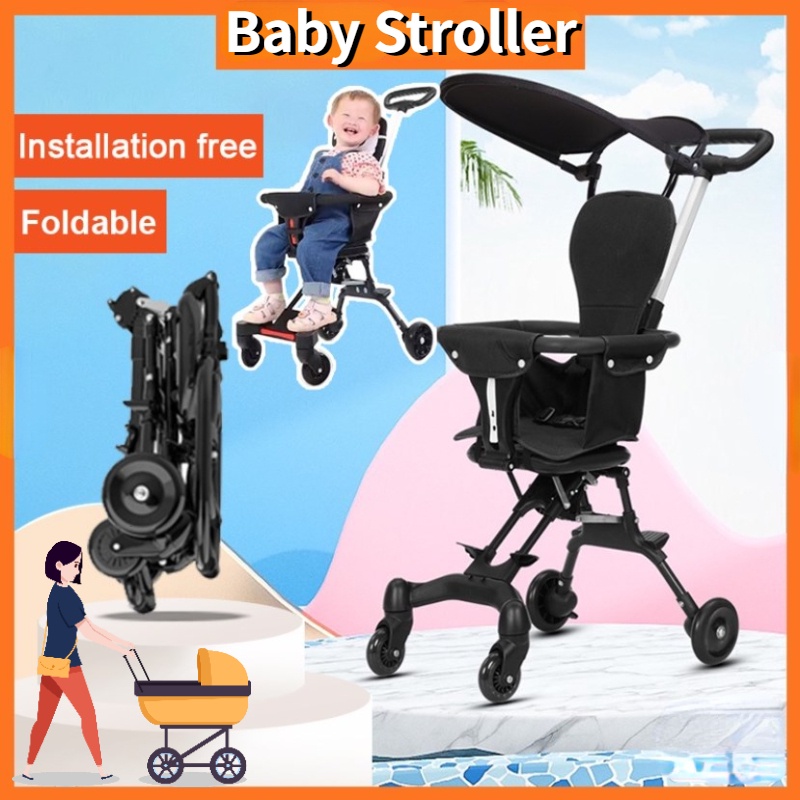 Baby Stroller with Umbrella Foldable Lightweight Stable Soft Seat Hand ...