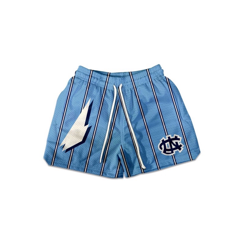 New Undrafted® x Uncrowned | Baby Blue Pinstripes Logo Mesh Shorts ...