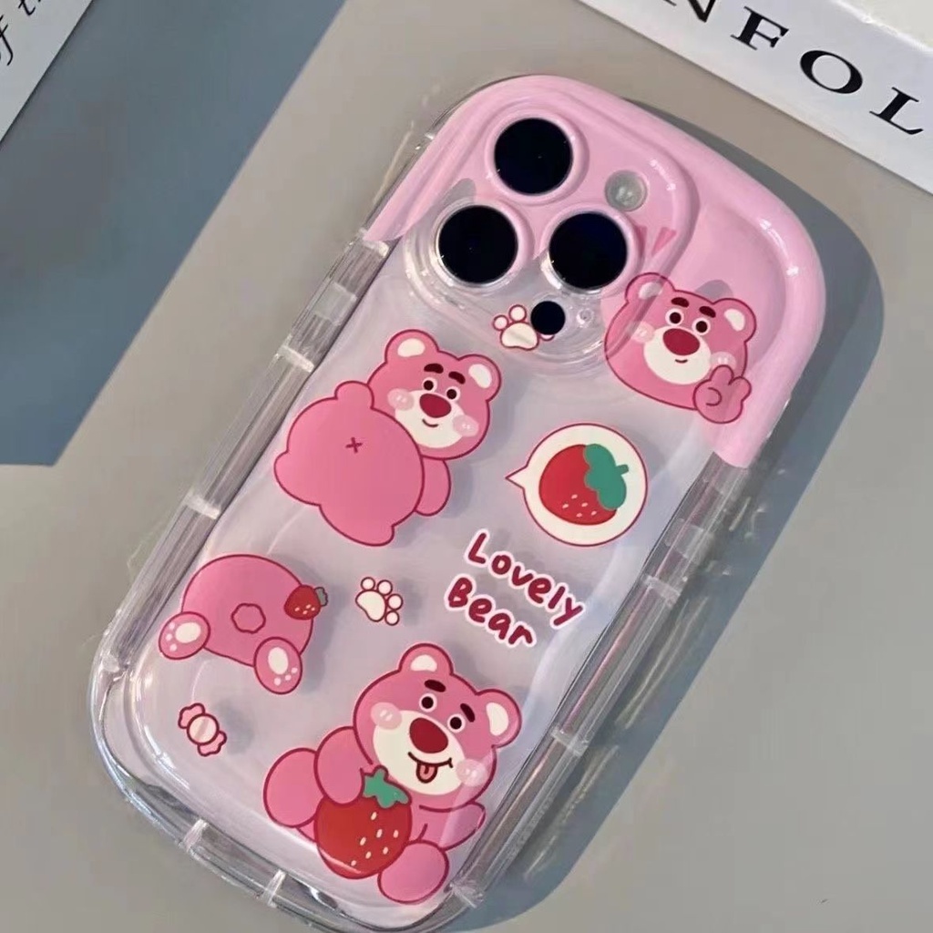Transparent Pink Strawberry Bear Lotso Design Phone Case Compatible ...
