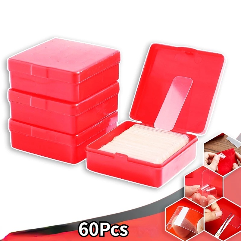 60Pcs/Box Self-Adhesive Double Sided Stickers Traceless Tape/Reusable ...