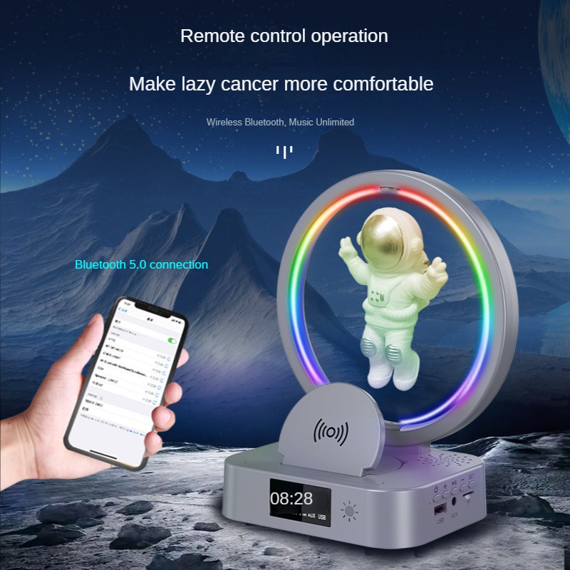 Magnetic Levitation Astronaut Bluetooth Speaker Clock Audio RGB ...