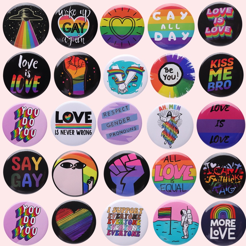 29 Styles Rainbow Gay Tinplate Pins Keepsake Backpack Badges Costume