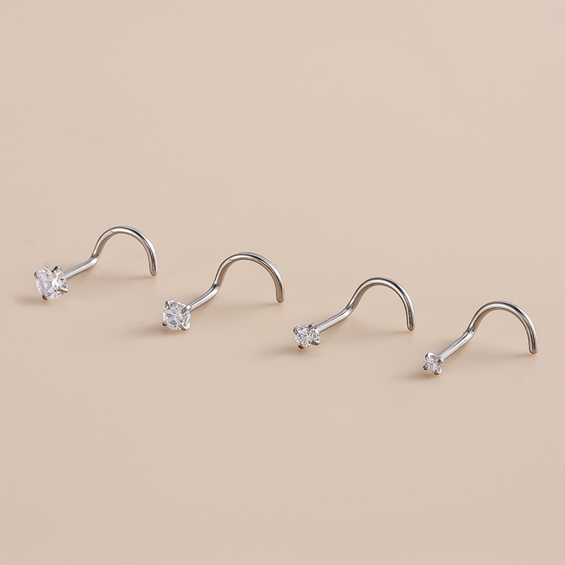 1 Piece G23 Titanium with Zircon Fresh Nose Screw Piercing 20 Gauge ...