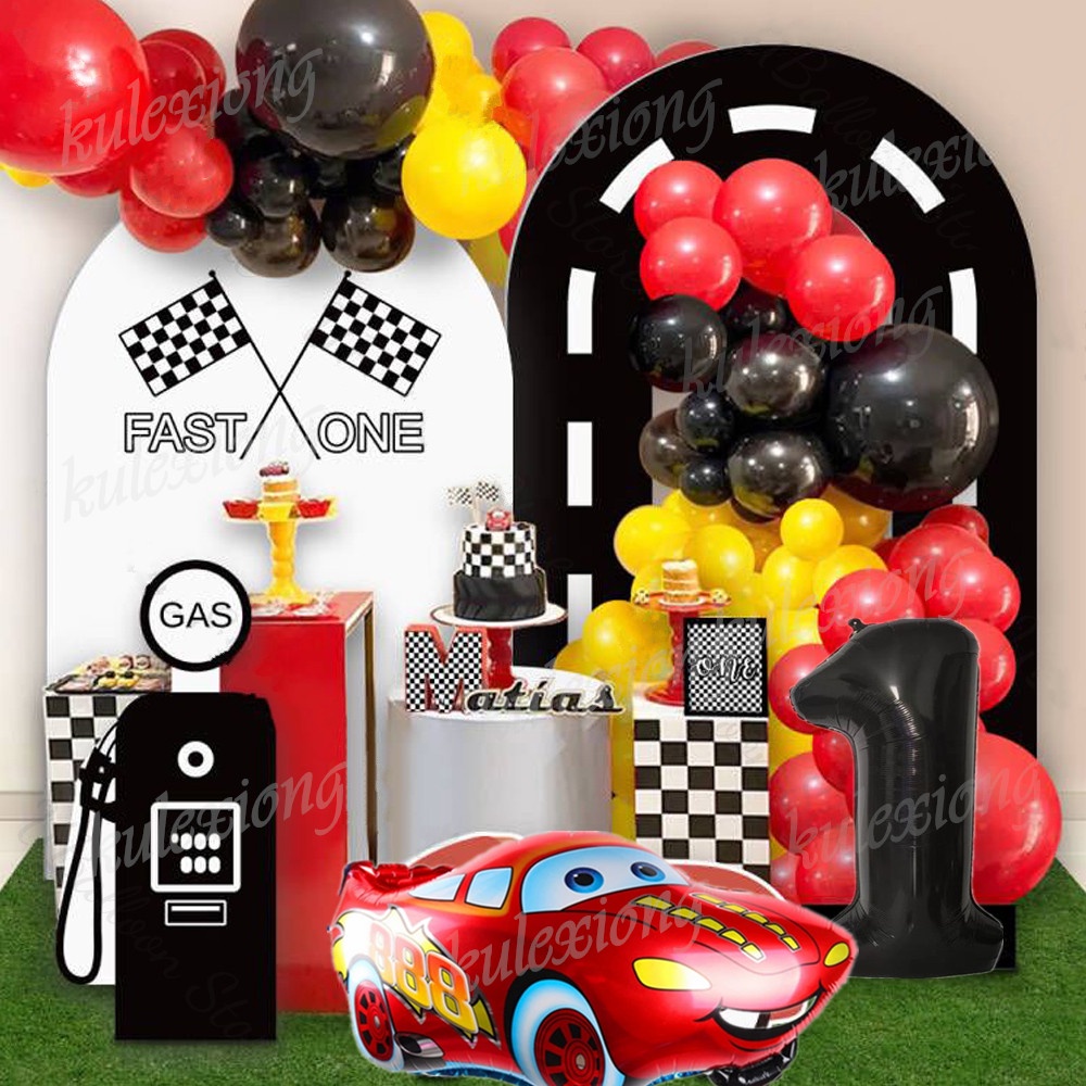79Pcs/set Race Car Theme Party Backdrop Mosaic Board Number Black Race ...