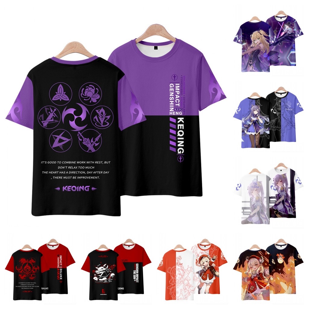Genshin Impact Keqing Klee Diluc T-shirt for Men/Women/Teens | Shopee ...