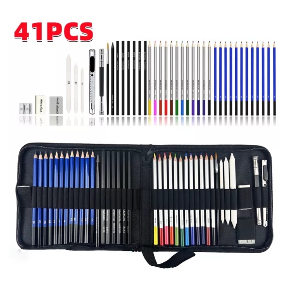 41pcs Sketch Pencil Set Artist Craft Professional drawing Kit Graffiti ...
