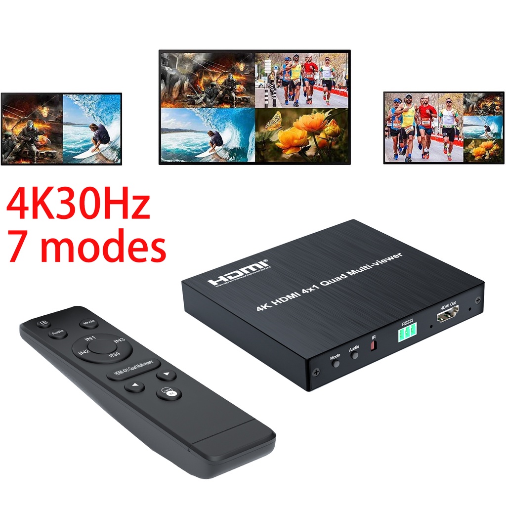 4K HDMI Multi-Viewer 4x1 Seamless Switch HDMI Quad Multiviewer 1080p ...