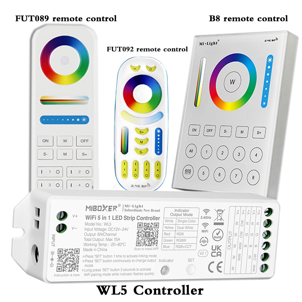 WL5 Wifi 5 in 1 Led Controller For RGBW RGB+CCT led strip light;2.4G Hz ...