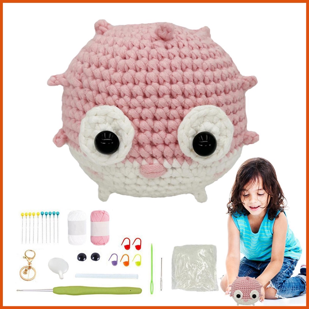 DIY Crochet Animals DIY Crochet Blowfish Kit Beginner Crochet Tools ...
