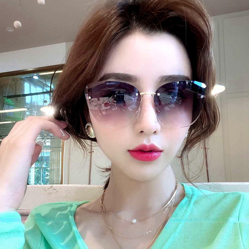 UV400 new rimless sun glasses women's summer sunscreen sunglasses ...
