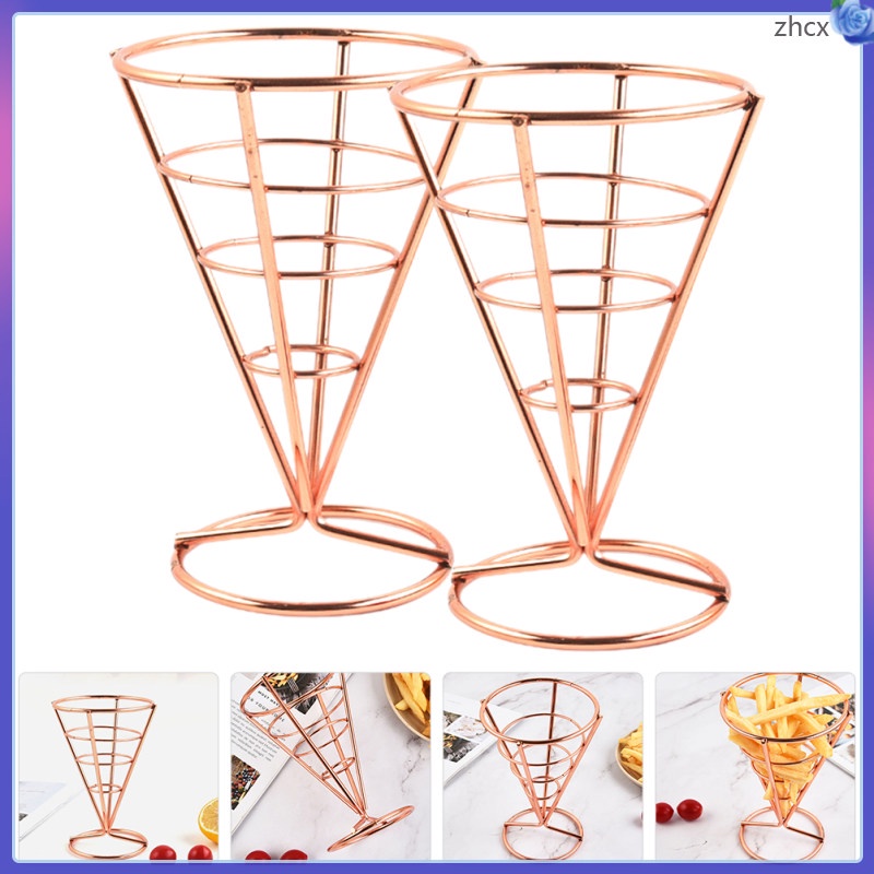 zhihuicx Cone Snack Holder 2 Pcs Fry Serving Basket Chip Hamper French ...