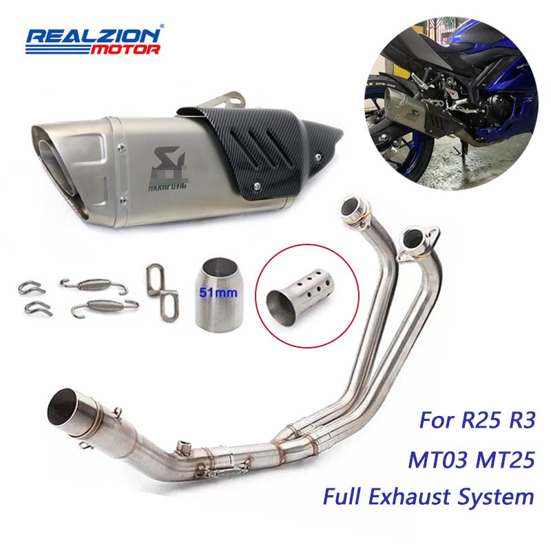 Realzionmotor For Yamaha Yzf R25 R3 Mt03 Mt25 Akrapovic Elbow Full