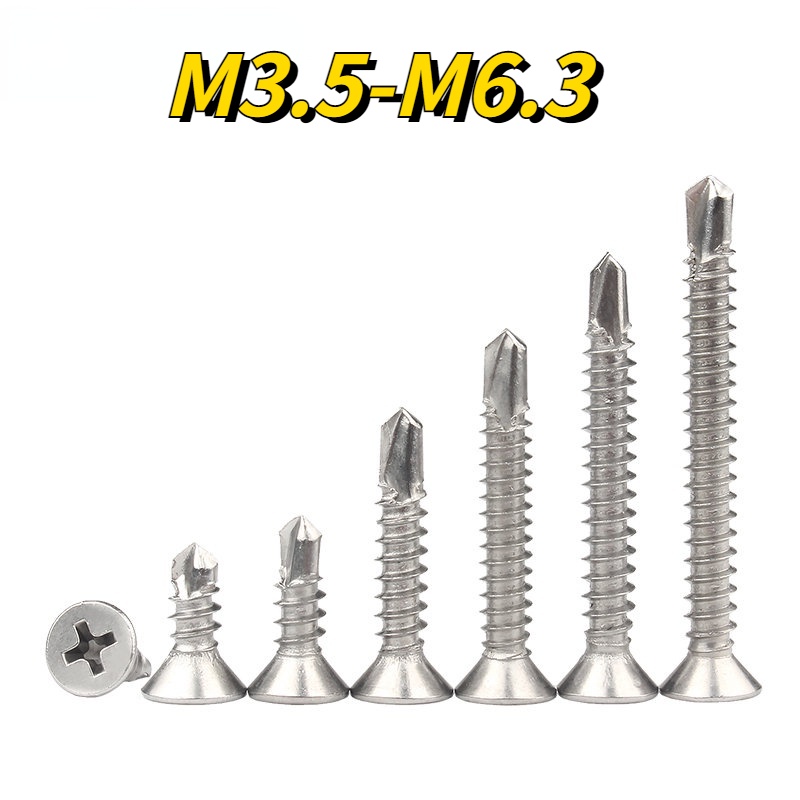 [XNY] Countersunk Head Drill Tail Screw 410 Flat Head Self-Tapping Self-Drilling Dovetail M3.5 ...