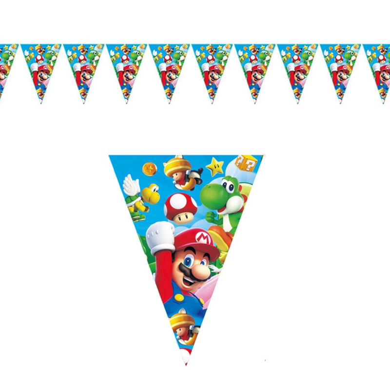 Super Mario Bros Theme Happy Birthday Paper Banner Bunting Flags ...