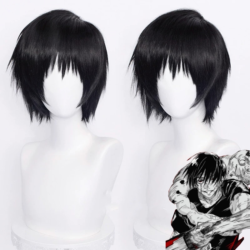 Misscoo Jujutsu Kaisen Toji Fushiguro Cosplay Wig Short Black Heat ...