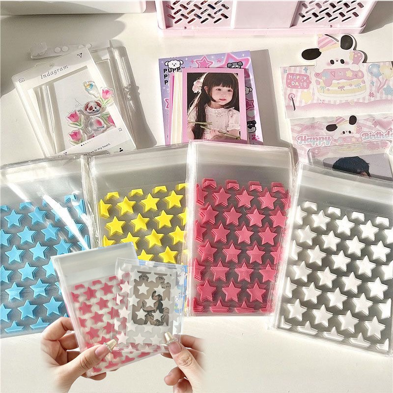 Ins 100pcs Star Self Sealing Bag Packaging Toploader Transparent ...