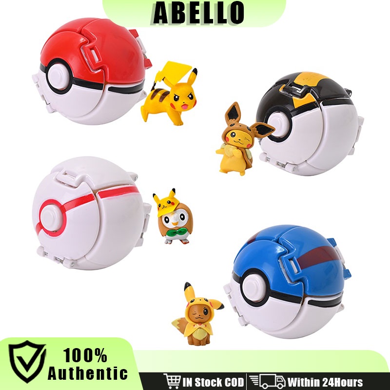 ABS Throw Automatically Bounce Pokeball With Pikachu Rockruff etc ...