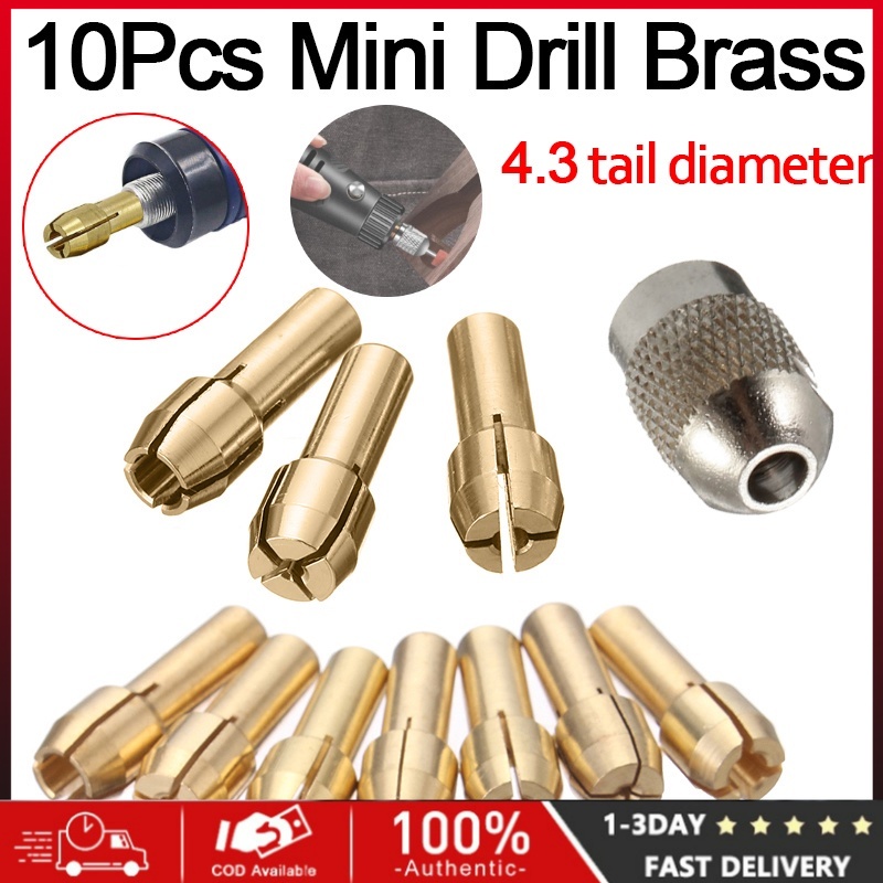 11PCS/Set Brass Drill Chucks Collet Bits 0.5-3.2mm 4.3mm Shank Screw ...