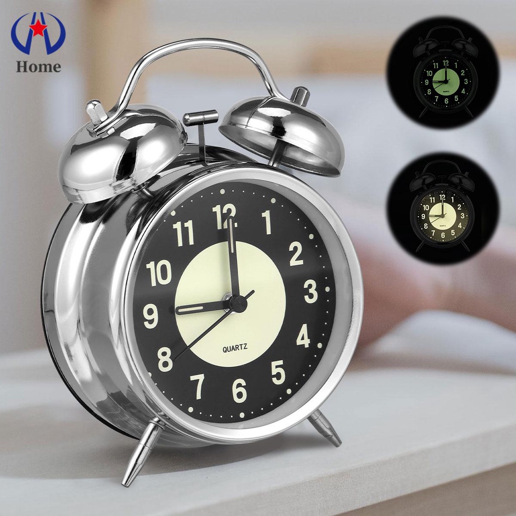 Super Loud Alarm Clock 4inch Metal Twin Bell Alarm Clock with Night ...