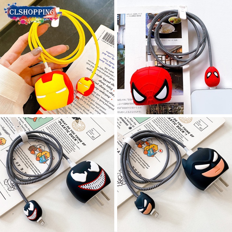 4pcs/set Cute Data Cable Protective Silicone Case for iPhone 14 13 12 ...