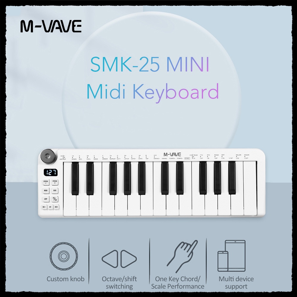 M Vave Smk 25mini Midi Keyboard Rechargeable 25 Key Midi Control Keyboard Mini Portable Usb