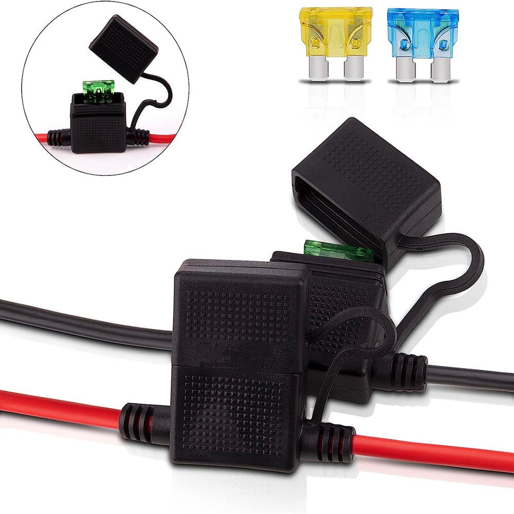 Dual Positive/Negative ATC Style Fuse Holder 10AWG Wire with Ring ...