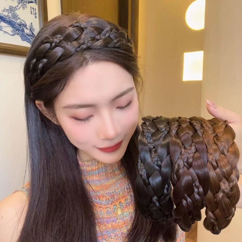 YOUJ Korean Widened Wig Headband Twist Braid Headband Fishbone Wide ...