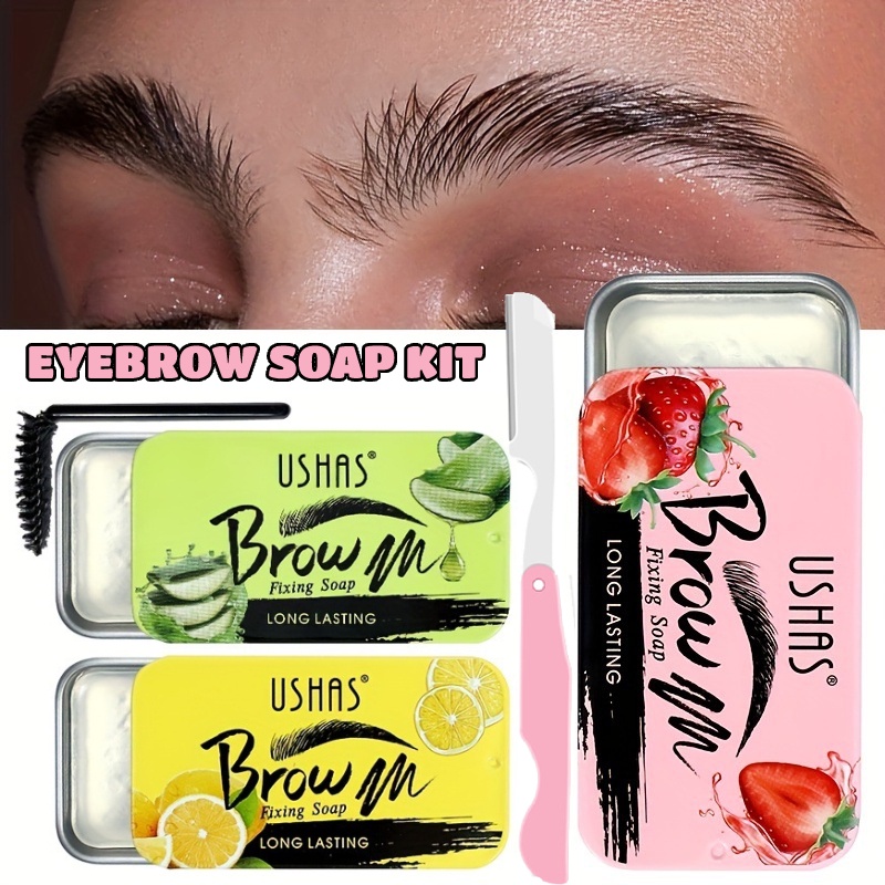 3psc 3D Feathery transparent Eyebrow Soap Wild Brow Styling Soap Waterproof Long-Lasting Eyebrow ...