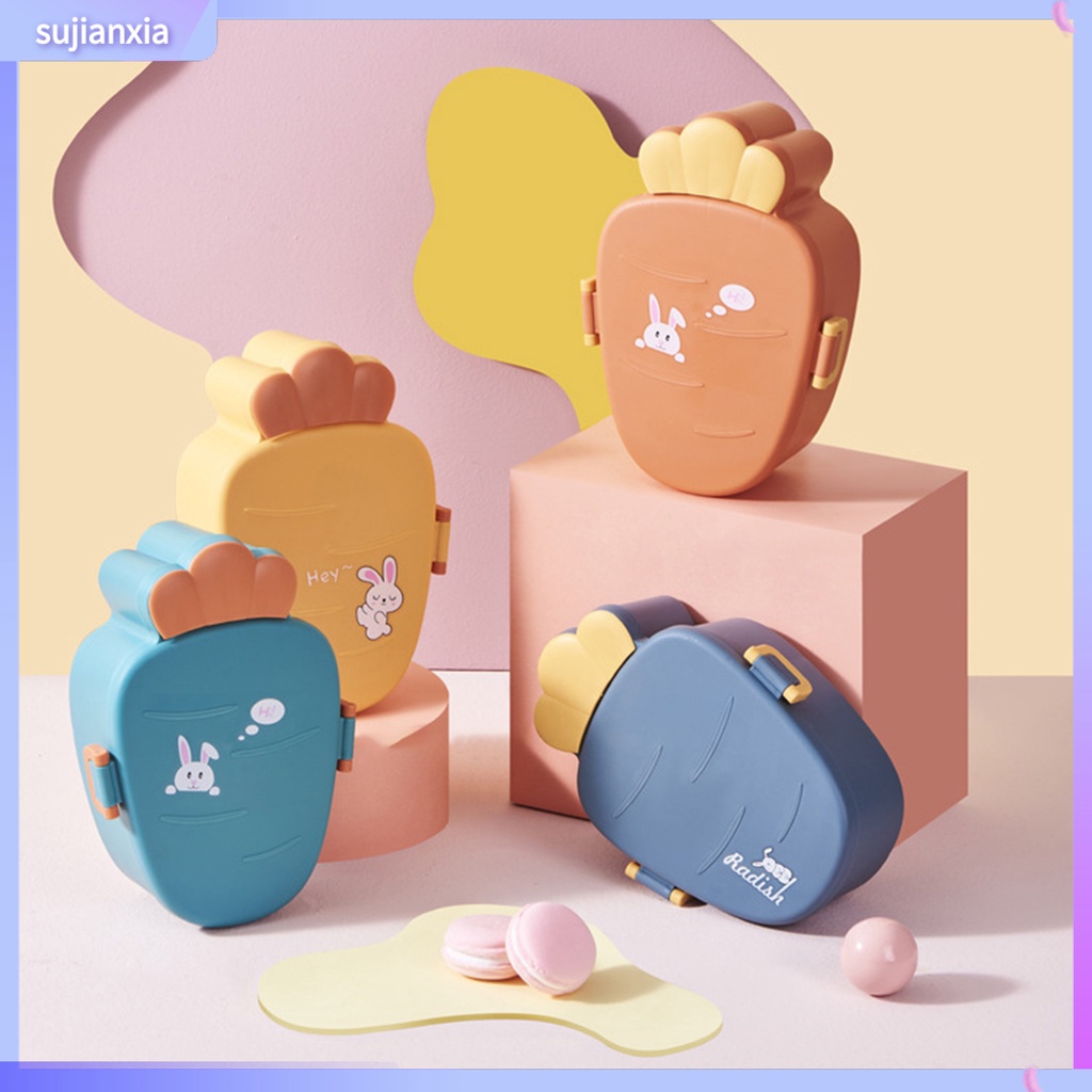 (sujianxia) 1 Set Adorable Carrot Shape Lunch Box Individual Grid Multi ...