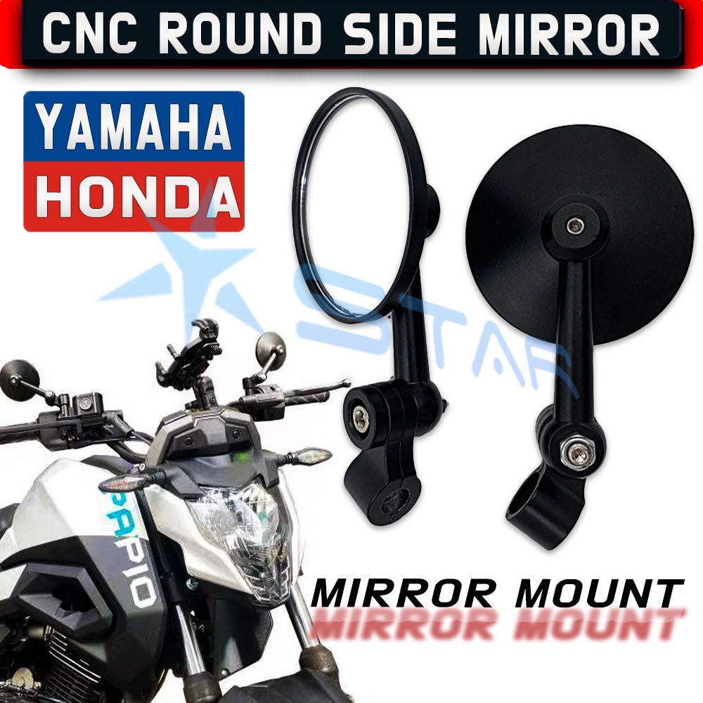 CNC Alloy Round Rear Mirror Short Stem Side View Mirror 2Pcs Universal ...